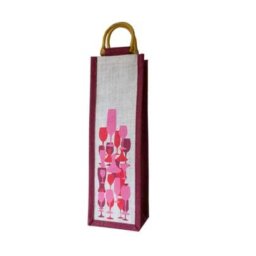 Red Burlap Wine Bag with Window - Everything Bags Inc.