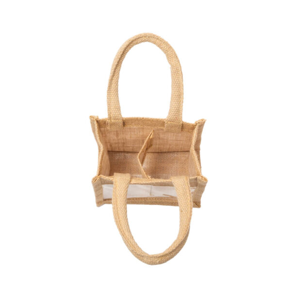 Jute Jar Bag with Window and Padded Handle - Everything Bags Inc.