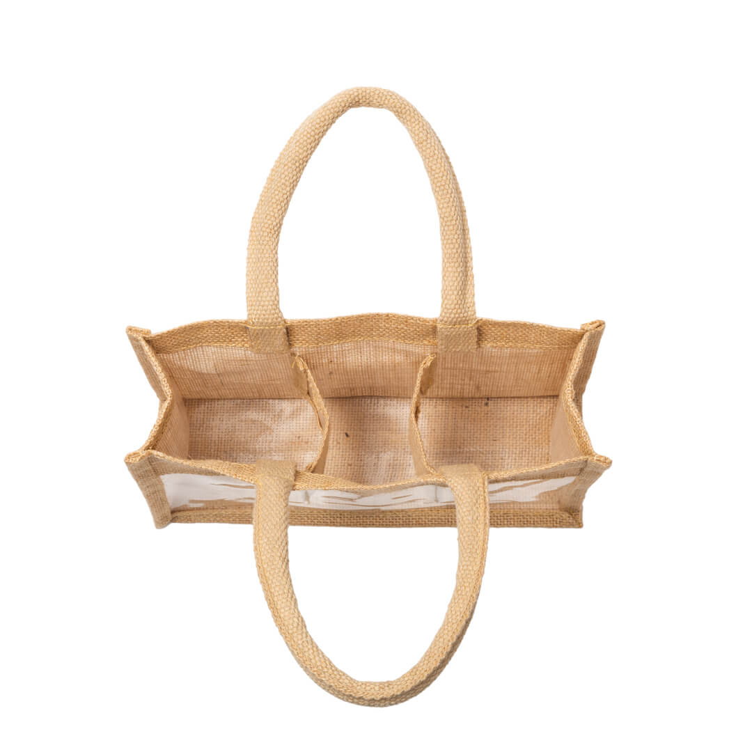 Jute Jar Bag with Window and Padded Handle - Everything Bags Inc.
