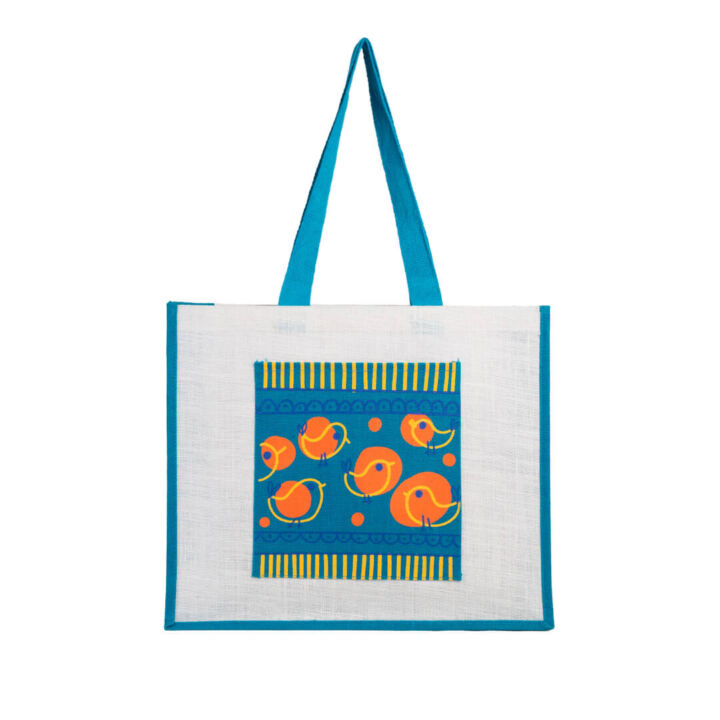 Teal Large Tote Bag with Printed Pocket - Everything Bags Inc.
